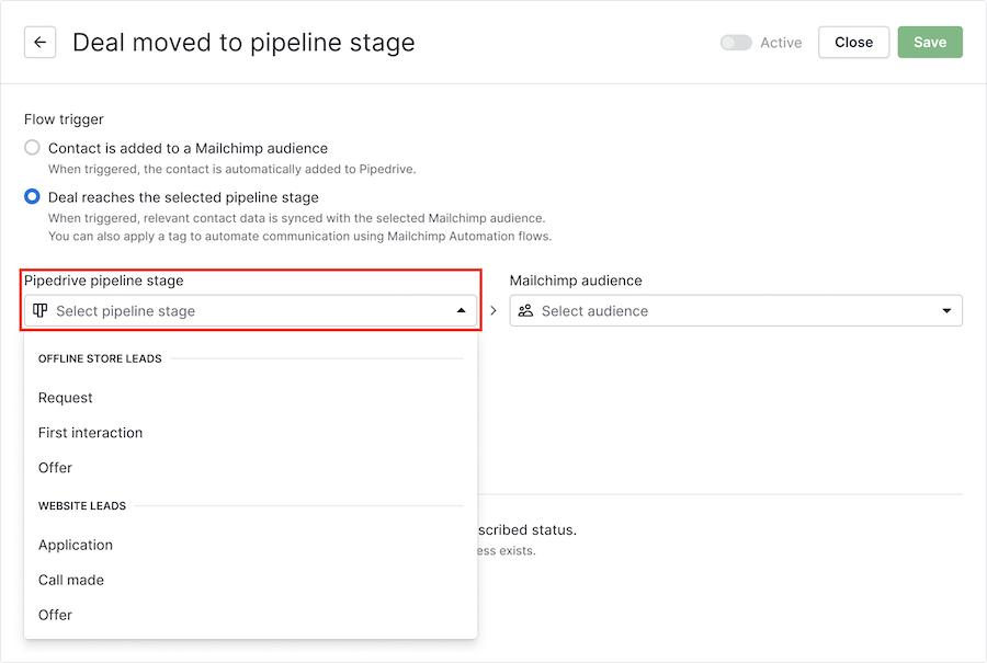 Pipedrive integration: Mailchimp sync - Knowledge Base | Pipedrive